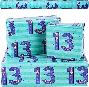 Amazon.com: RUSPEPA Scented Birthday Wrapping Paper - Mini Roll - Blue ...