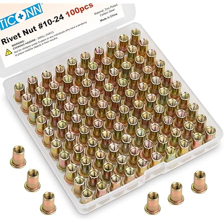 Amazon.com: Glarks 50Pcs #10-24 UNC 304 Stainless Steel Rivet Nuts Flat ...