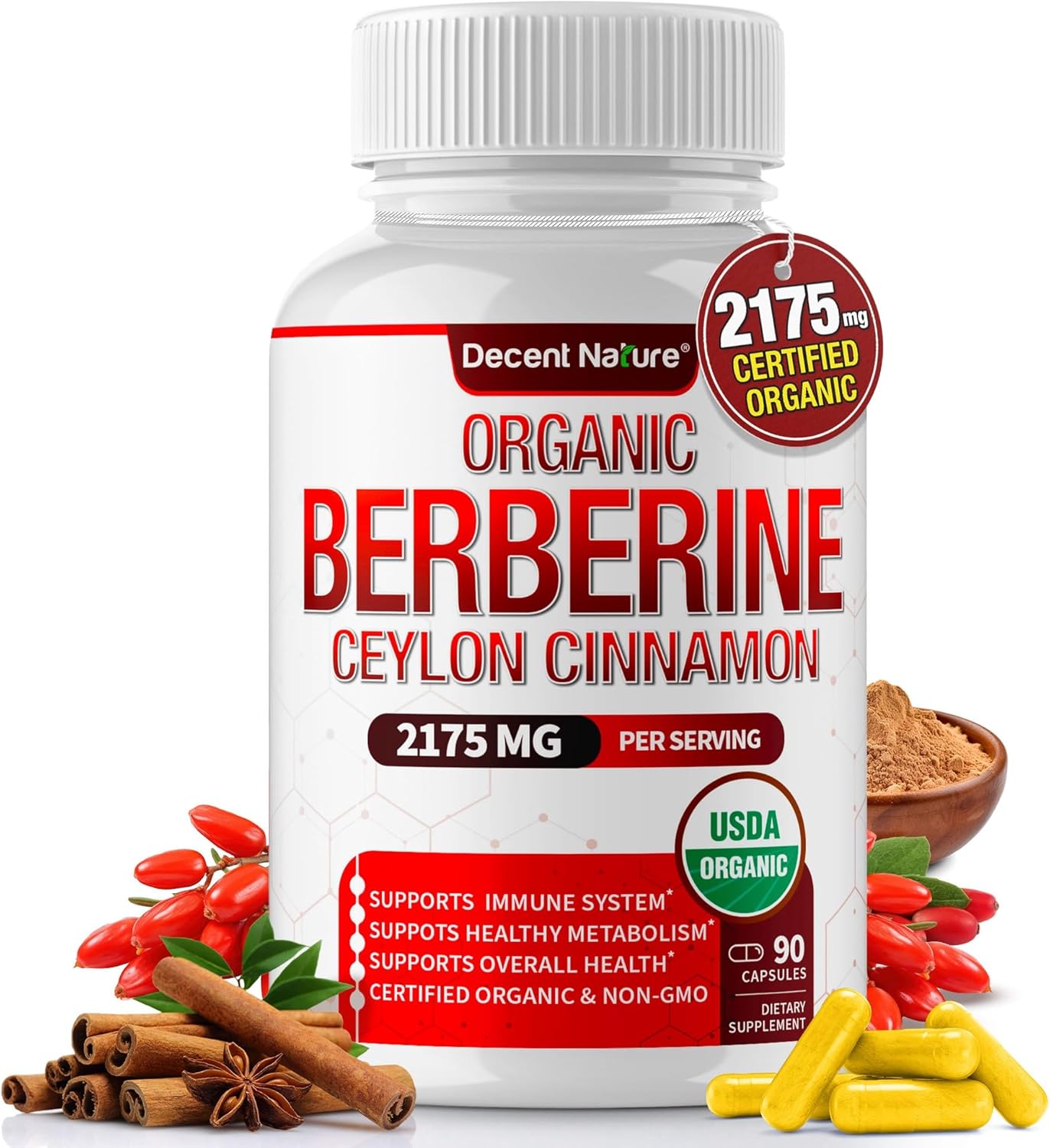 Amazon.com: Organic Berberine with Ceylon Cinnamon 2175mg - USDA Organic Premium berberine ...