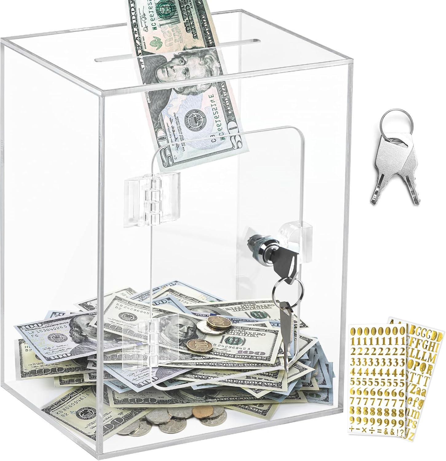 Amazon.com: Vcertcpl X-Large Acrylic Clear Piggy Bank with Lock for ...