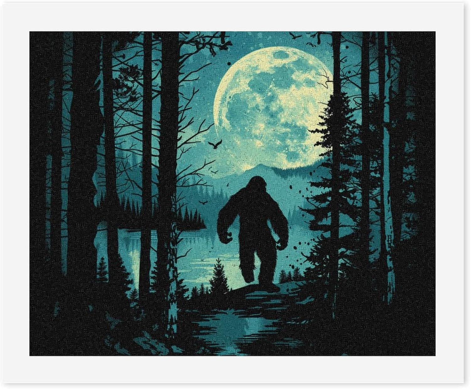 Amazon.com: sbiyoundone Forest Lake Bigfoot Paint by Numbers Kit DIY ...