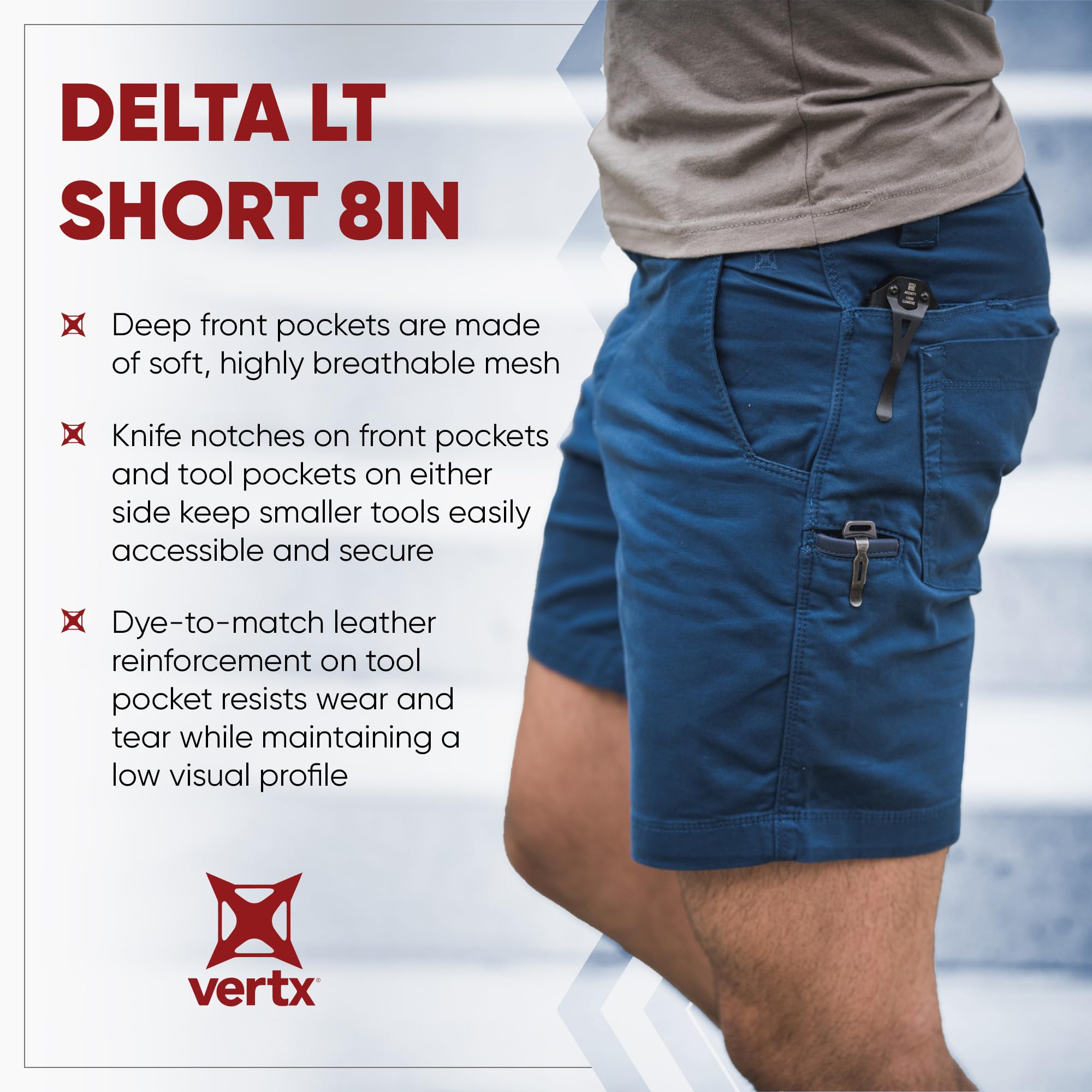 Snapklik.com : Vertx Mens Delta LT 8 Inch Shorts