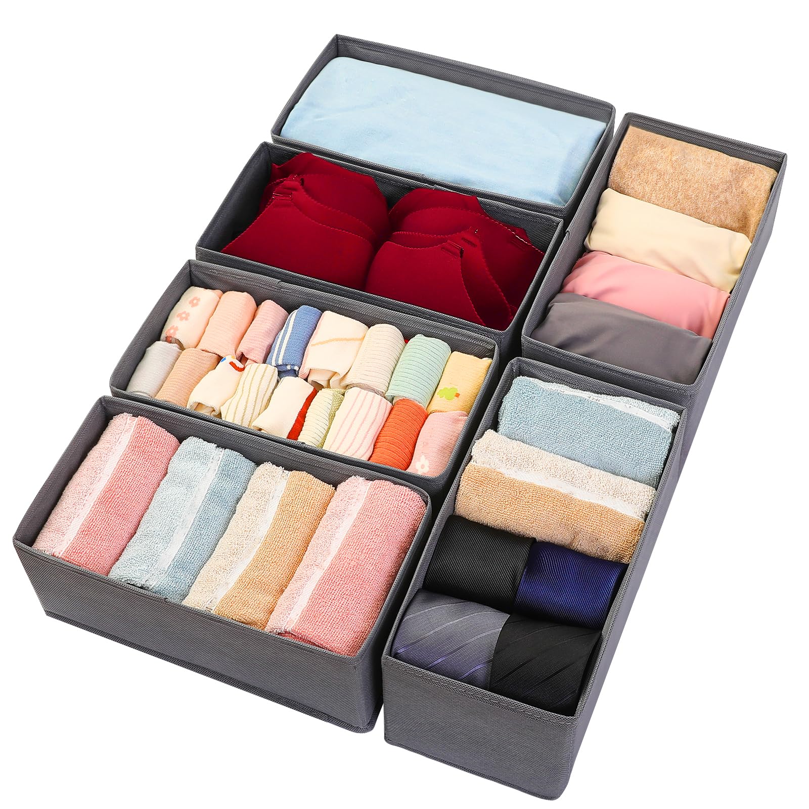 Amazon.com: EXMOEE 6 Pack Drawer Organizer, Fabric Closet Organizer and ...