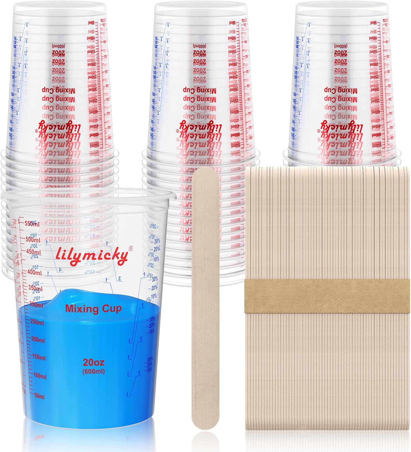 Amazon.com: Yunsailing 300 Pieces 8 oz Plastic Measuring Cups With 300 ...