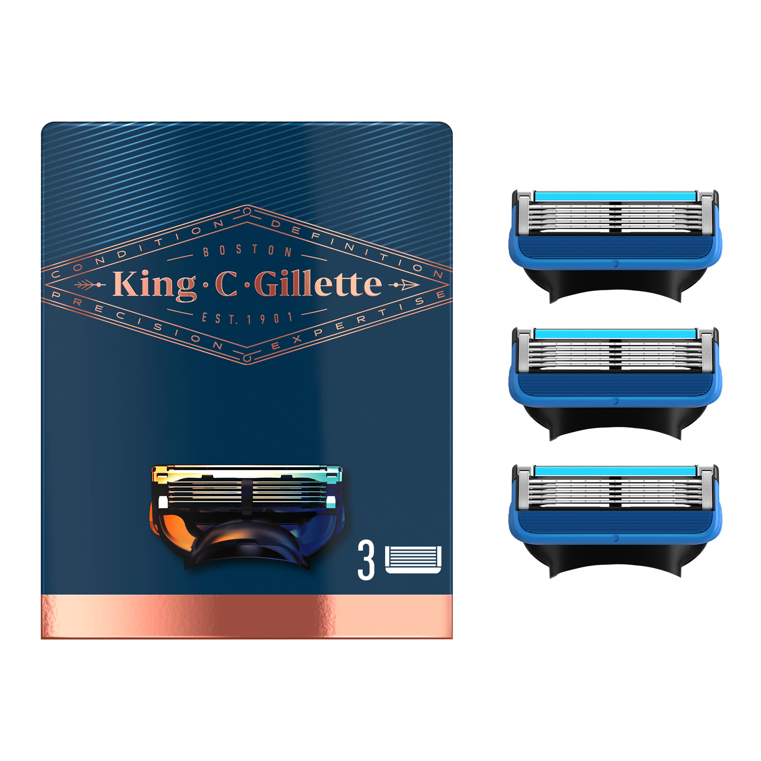 King C. Gillette Shave & Edging Razor Blades for Men, Pack of 3 Refills ...
