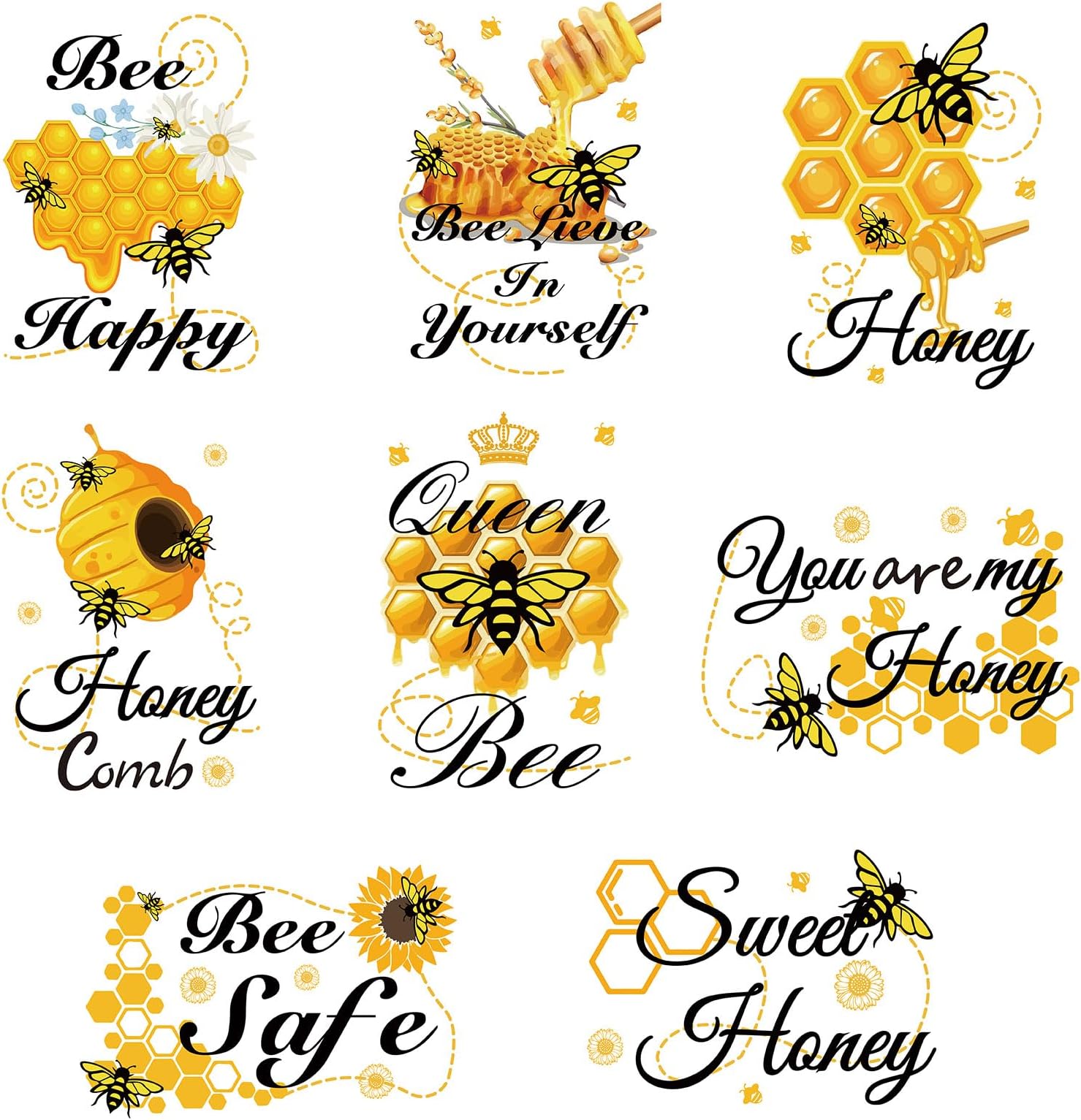 SUPERDANT Bee Wall Stickers Bumble Bee Wall Decals Floral Grass Daisy ...