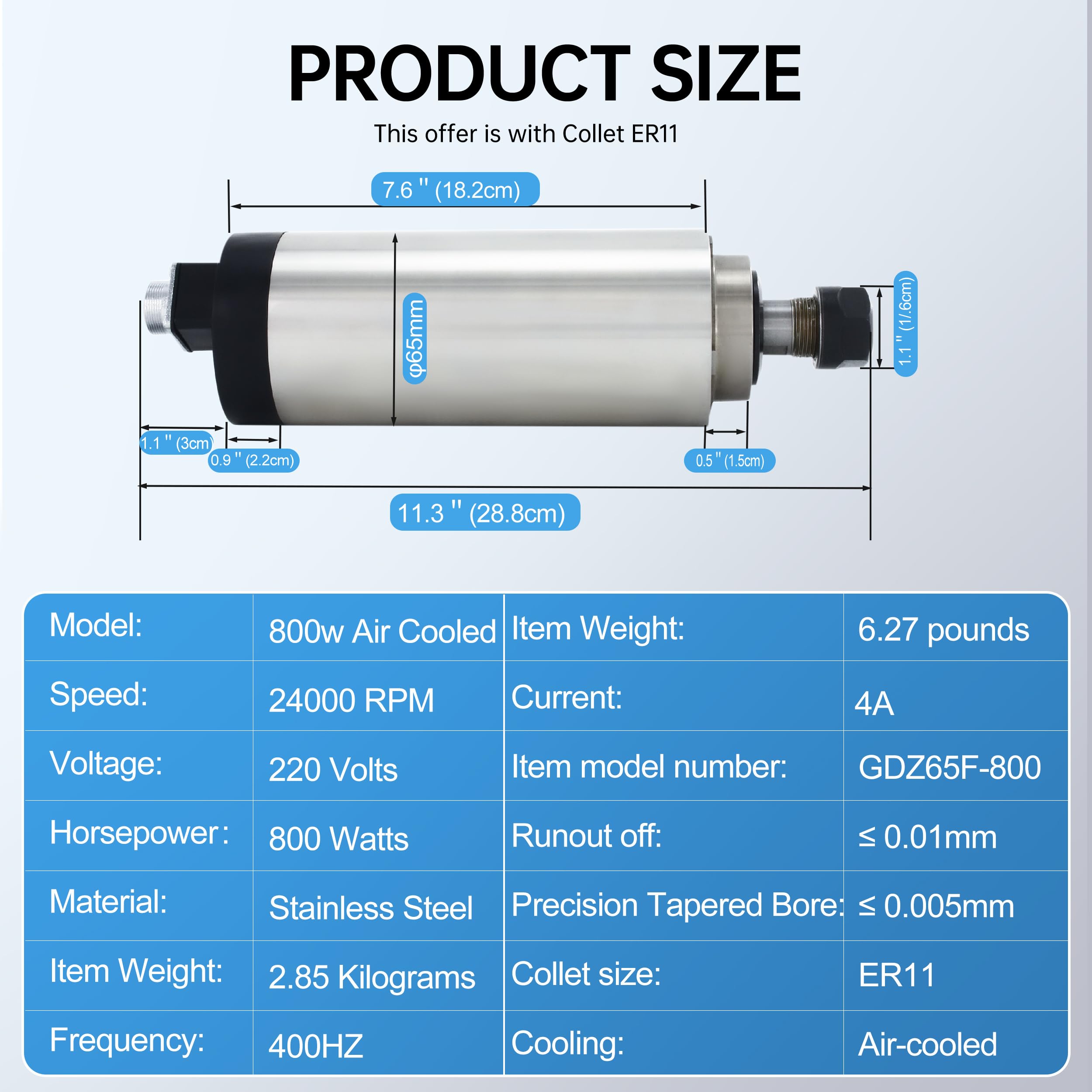 Snapklik.com : 0.8KW CNC Spindle Milling Motor, 800W Air Cooled Spindle ...