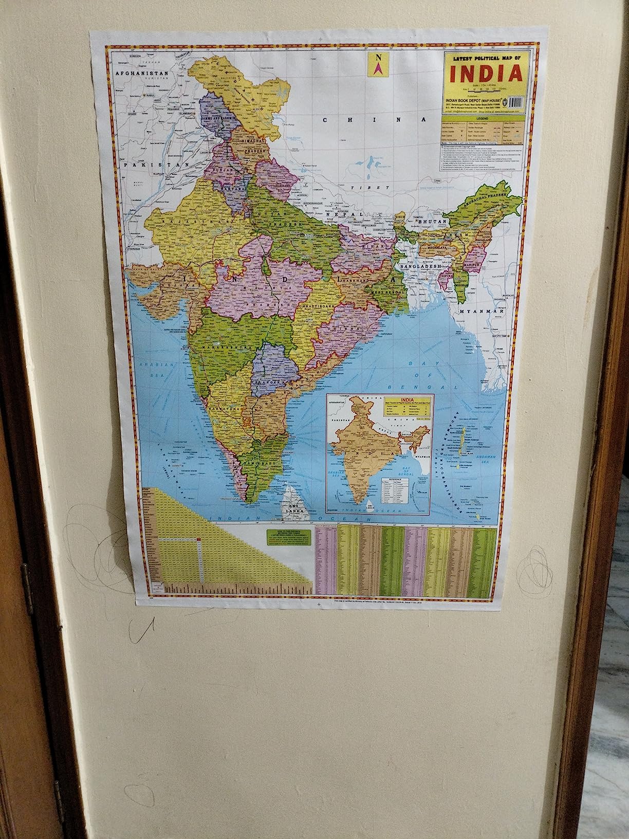 India Map (SIZE 70x100 cms) - Political Map Laminated Both sides with ...