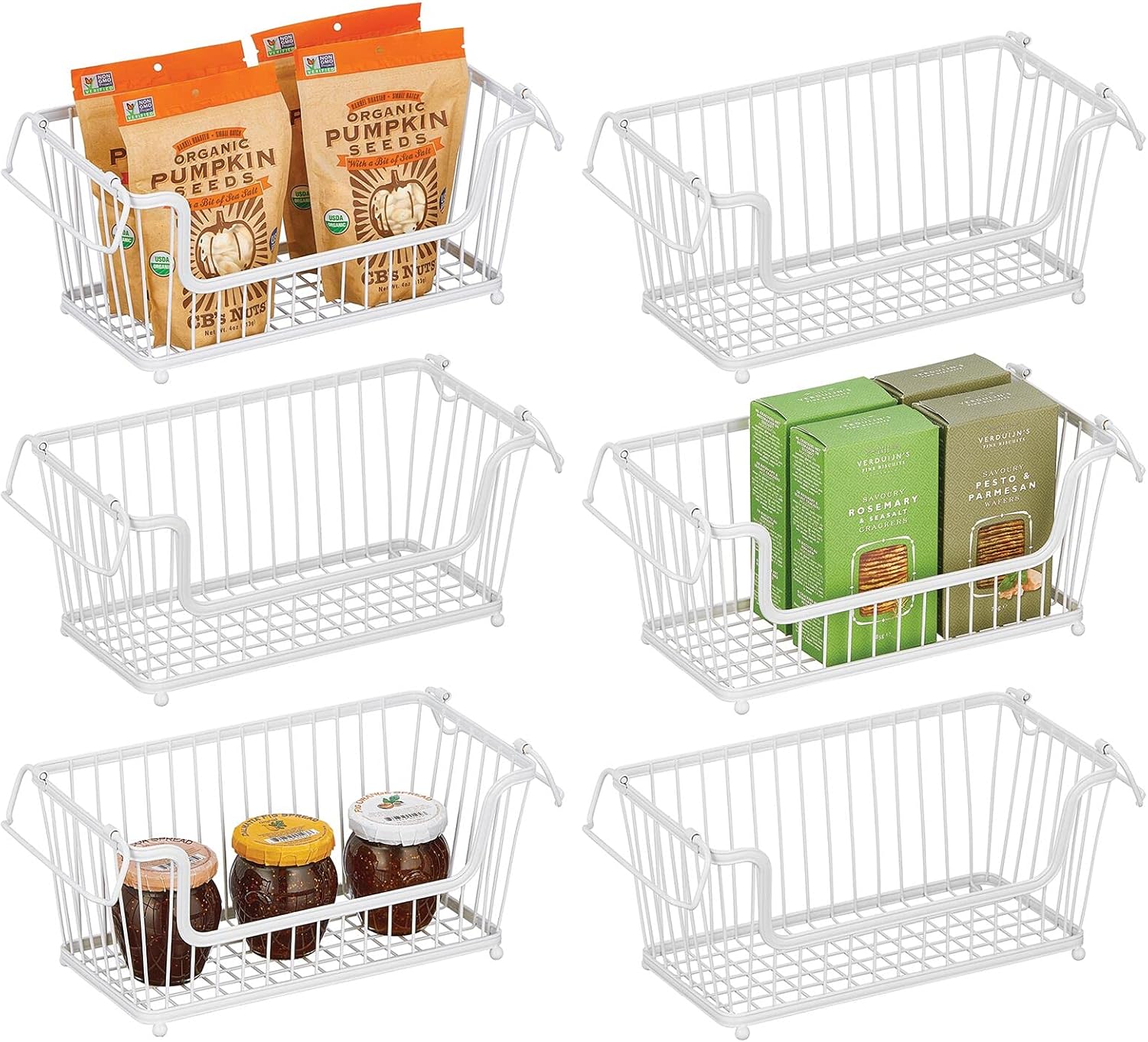 Amazon.com: mDesign Stackable Metal Basket for Kitchen Storage - Wire ...