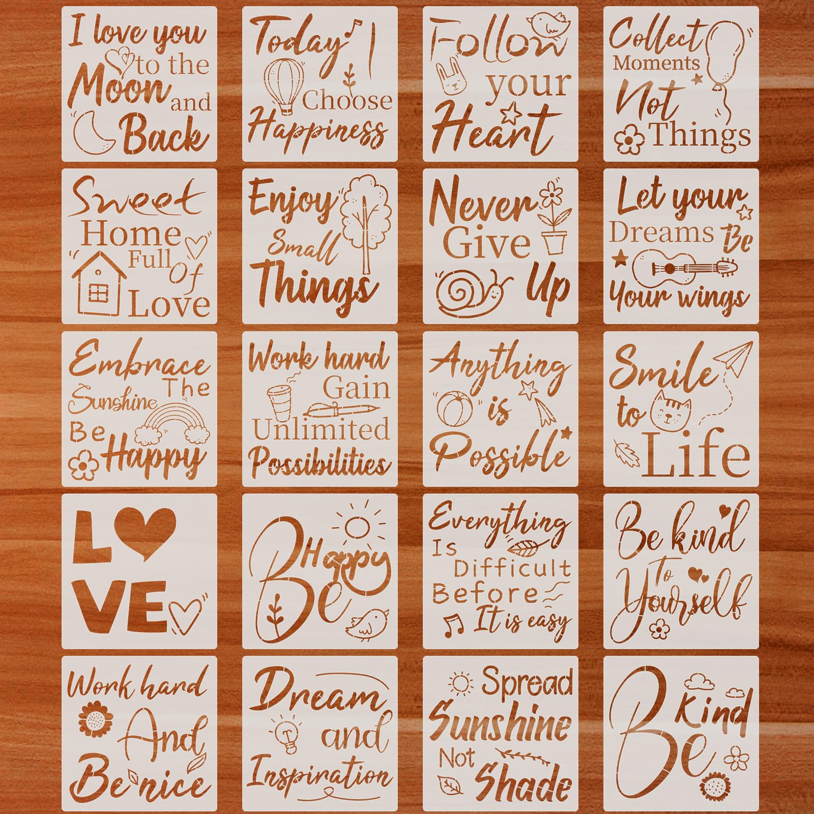 20pcs Word Stencils, Stencils for Painting on Wood Canvas Includes ...