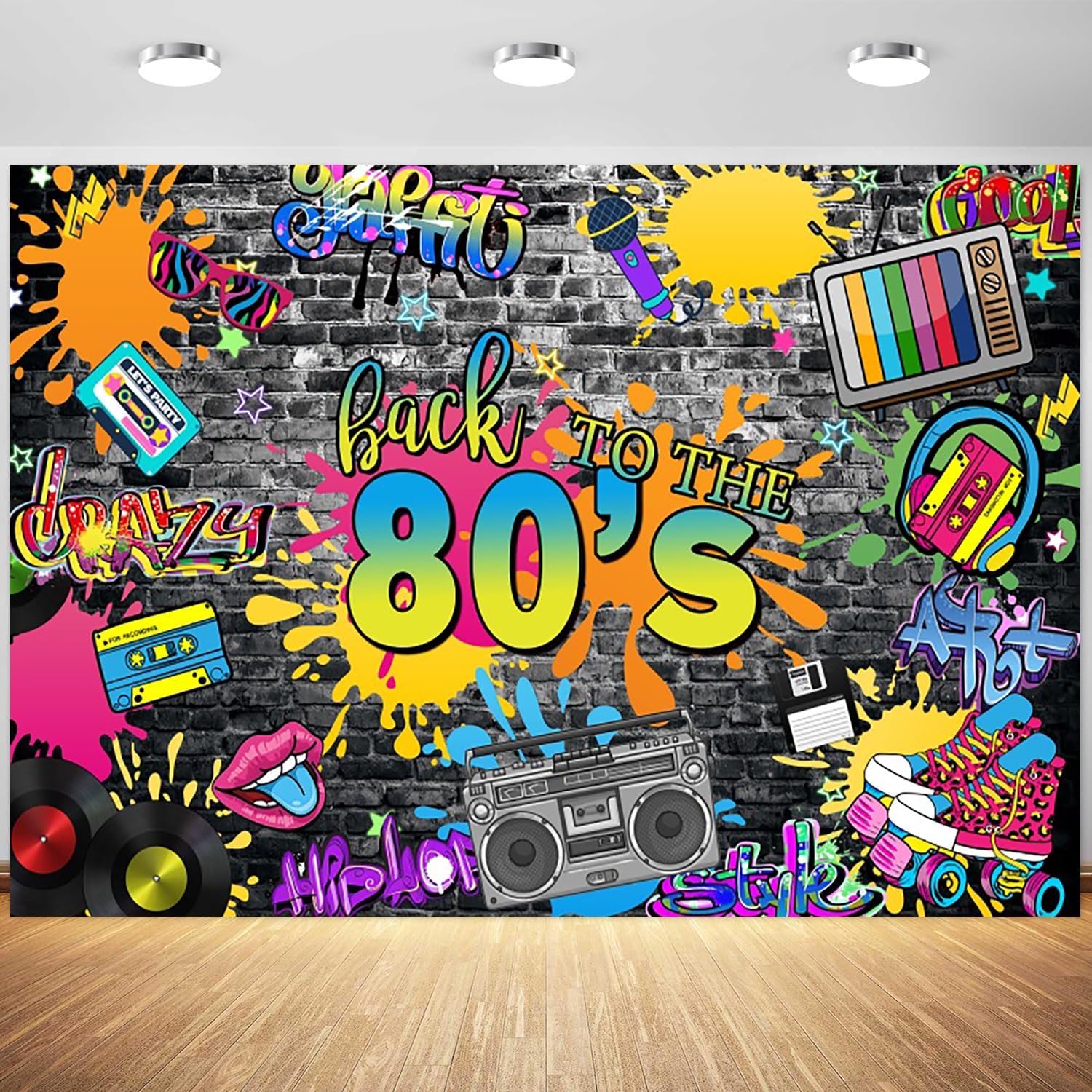 Amazon.com : 7x5ft Back to The 80s Backdrop Graffiti Old Radio Retro ...