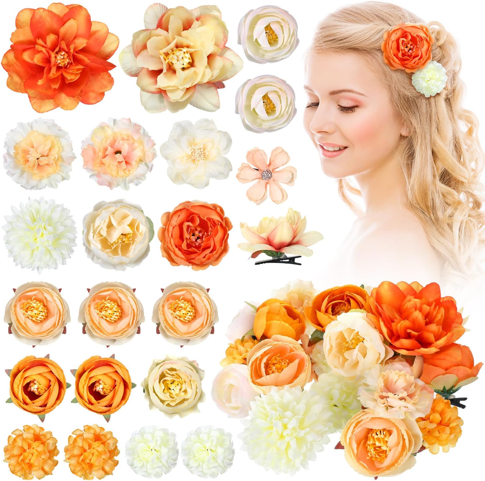 Amazon.com : BBTO 21 Pieces Flower Hair Clip Rose Hair Clips Hair ...