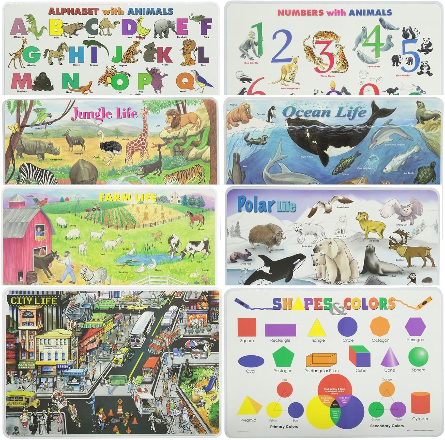 Amazon.com: Painless Learning Educational Placemats for Kids Alphabet ...