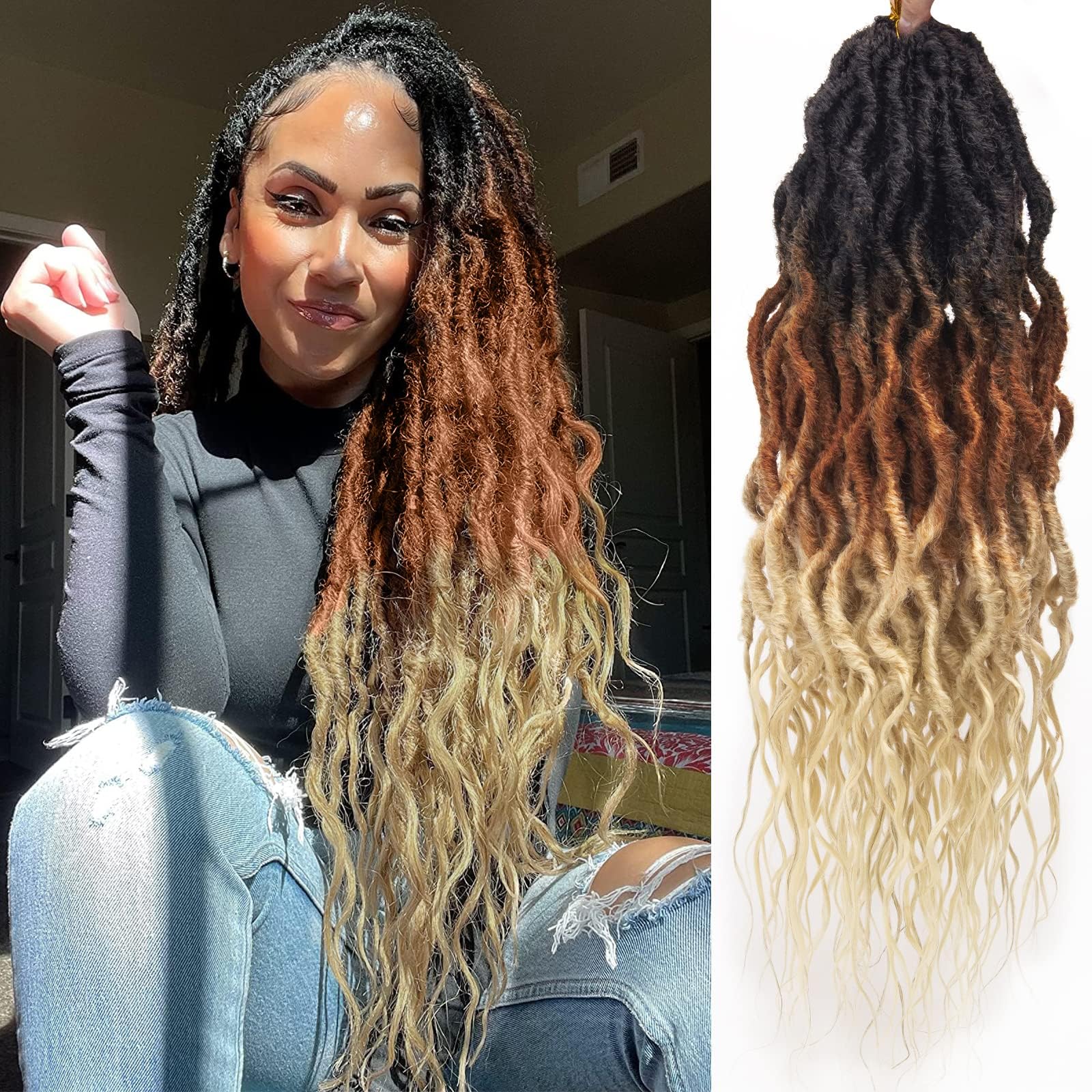 Amazon.com : 6 Pack Gypsy Locs Crochet Hair 18 Inch Crochet Locs 3 Tone ...