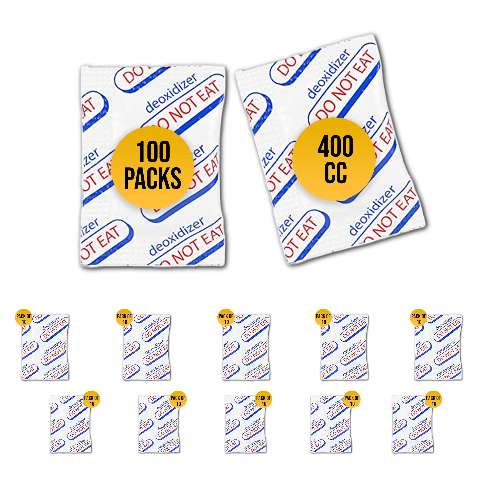 400cc Food Grade Oxygen Absorbers for Food Storage, 100 Counts(10 x ...