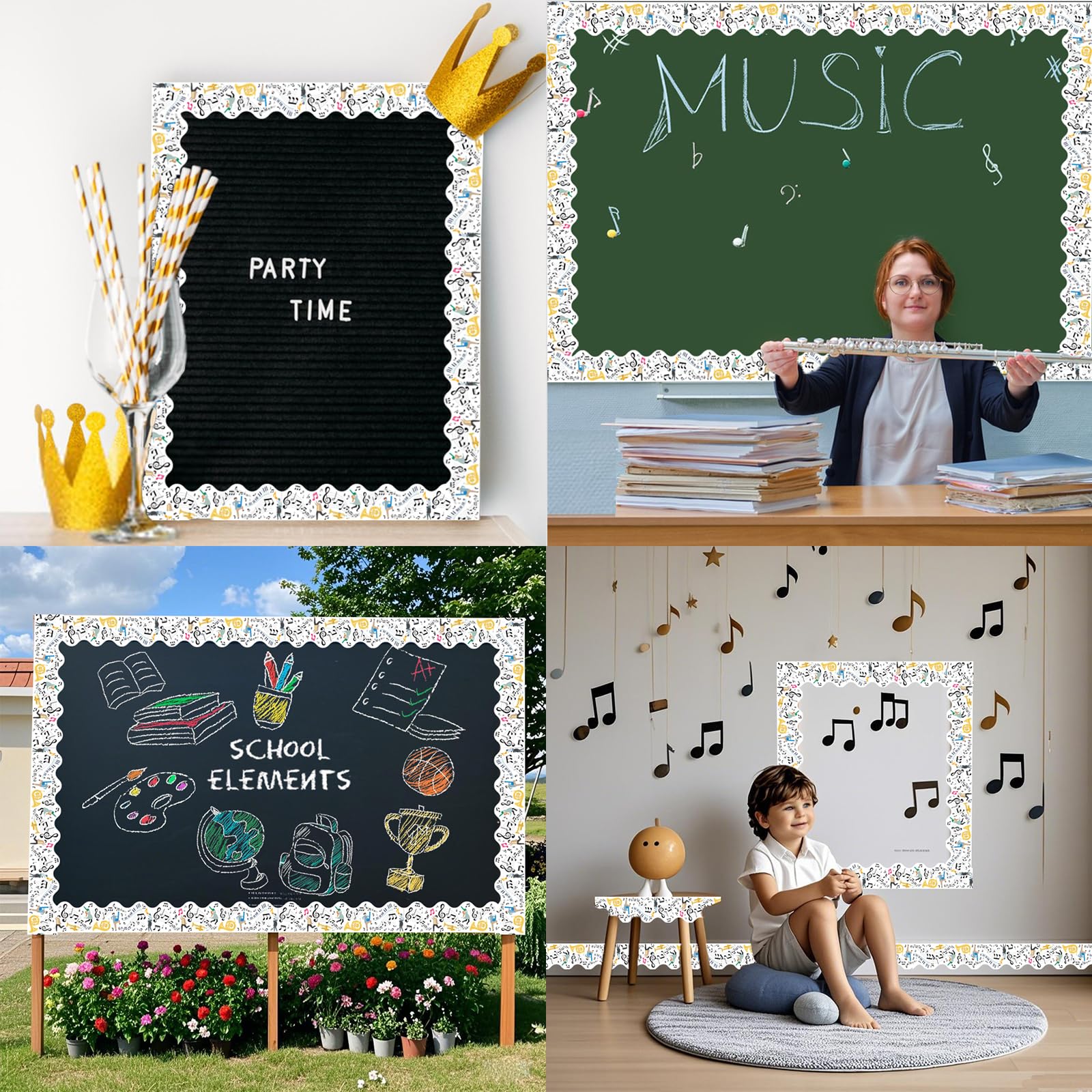 Snapklik.com : 68.9 Feet Musical Notes Bulletin Board, Musical ...