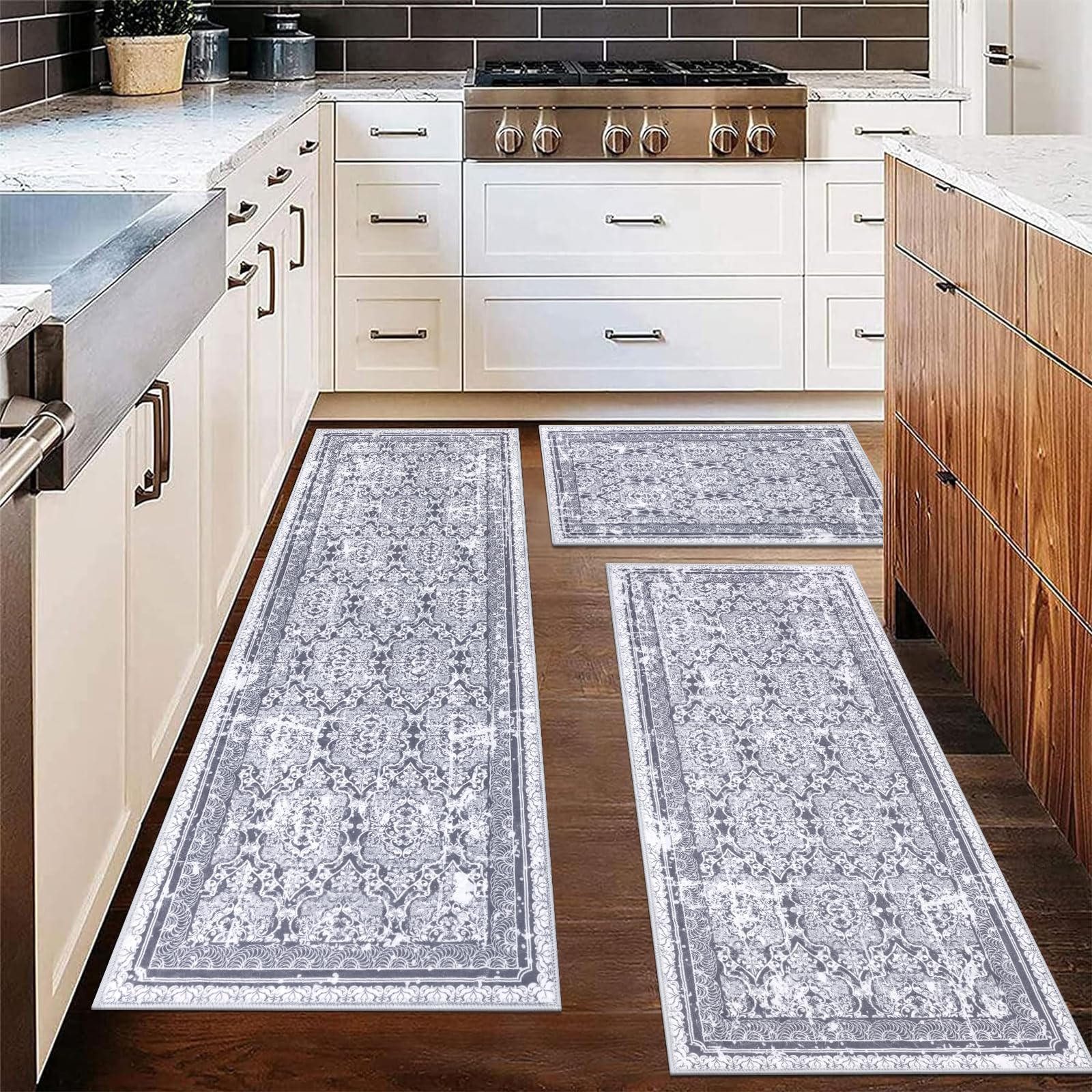 Amazon.com: Vaukki Boho Kitchen Rug Sets 3 Pieces, Washable Kitchen ...