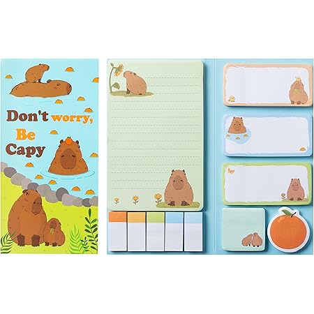 Amazon.com : Xqumoi Don't Worry Be Capy Sticky Notes Set, 550 Sheets ...
