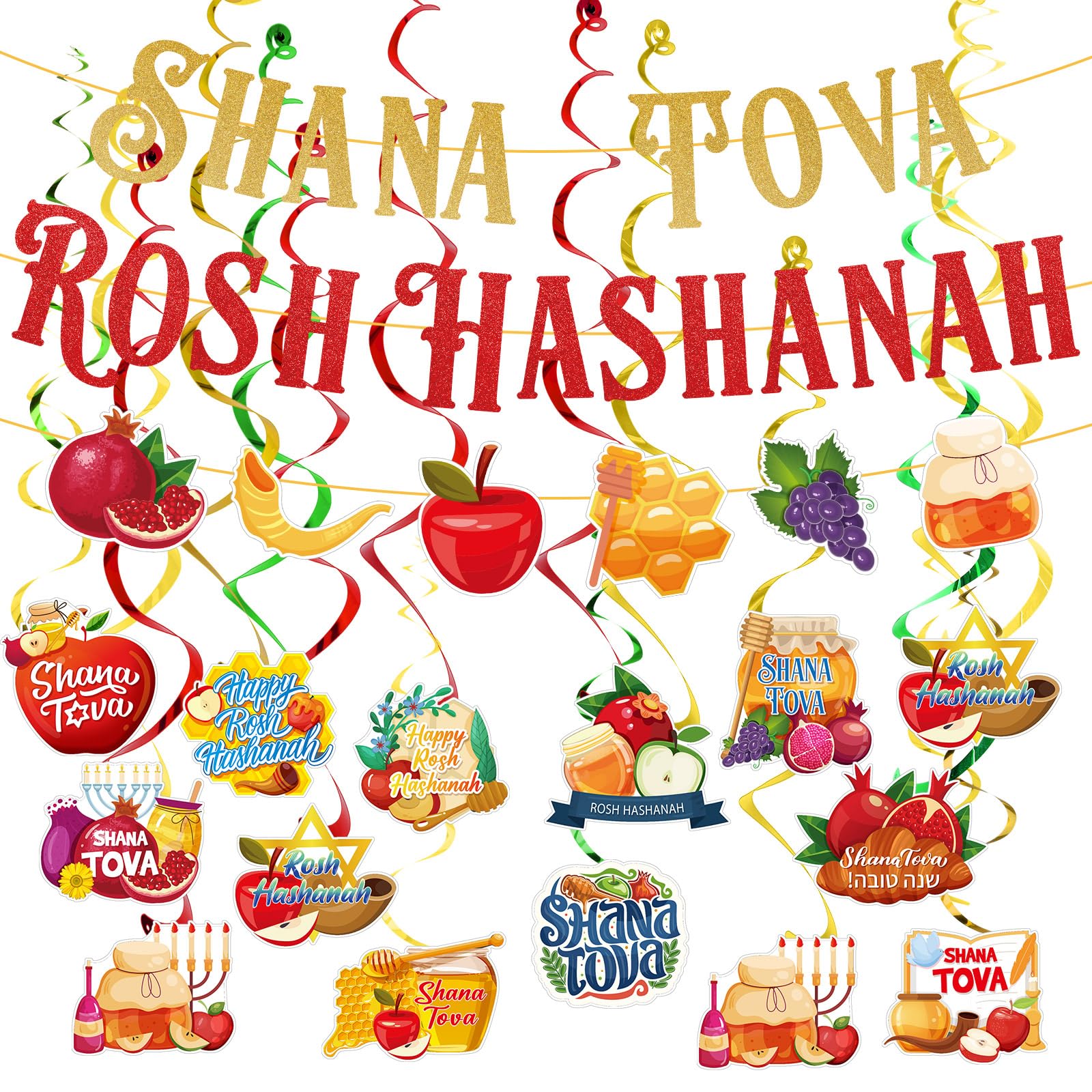 Amazon.com: Outus 39 Pcs Rosh Hashanah Decorations Rosh Hashanah ...