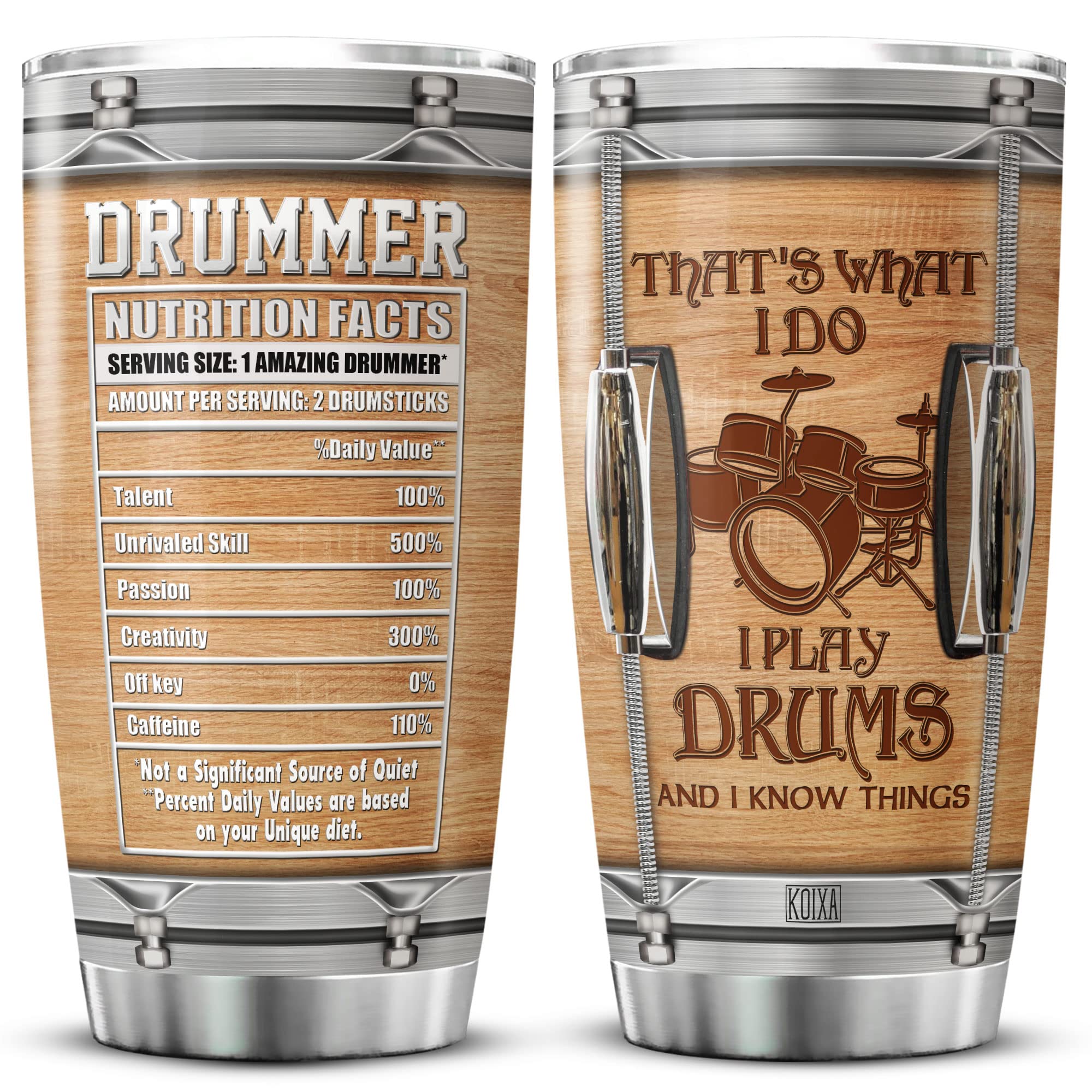 Amazon.com | KOIXA Drummer Nutrition Facts Tumbler Cool Things For ...