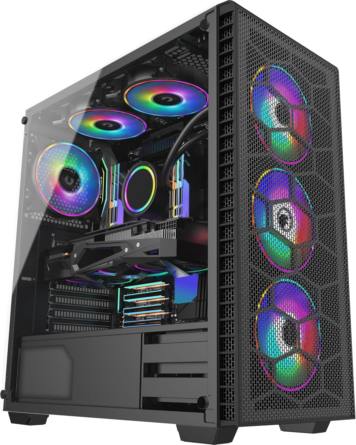 GAMEPOWER Horizon Mesh ATX Mid Tower 4xRGB Fanlı Oyun Bilgisayar Kasası ...
