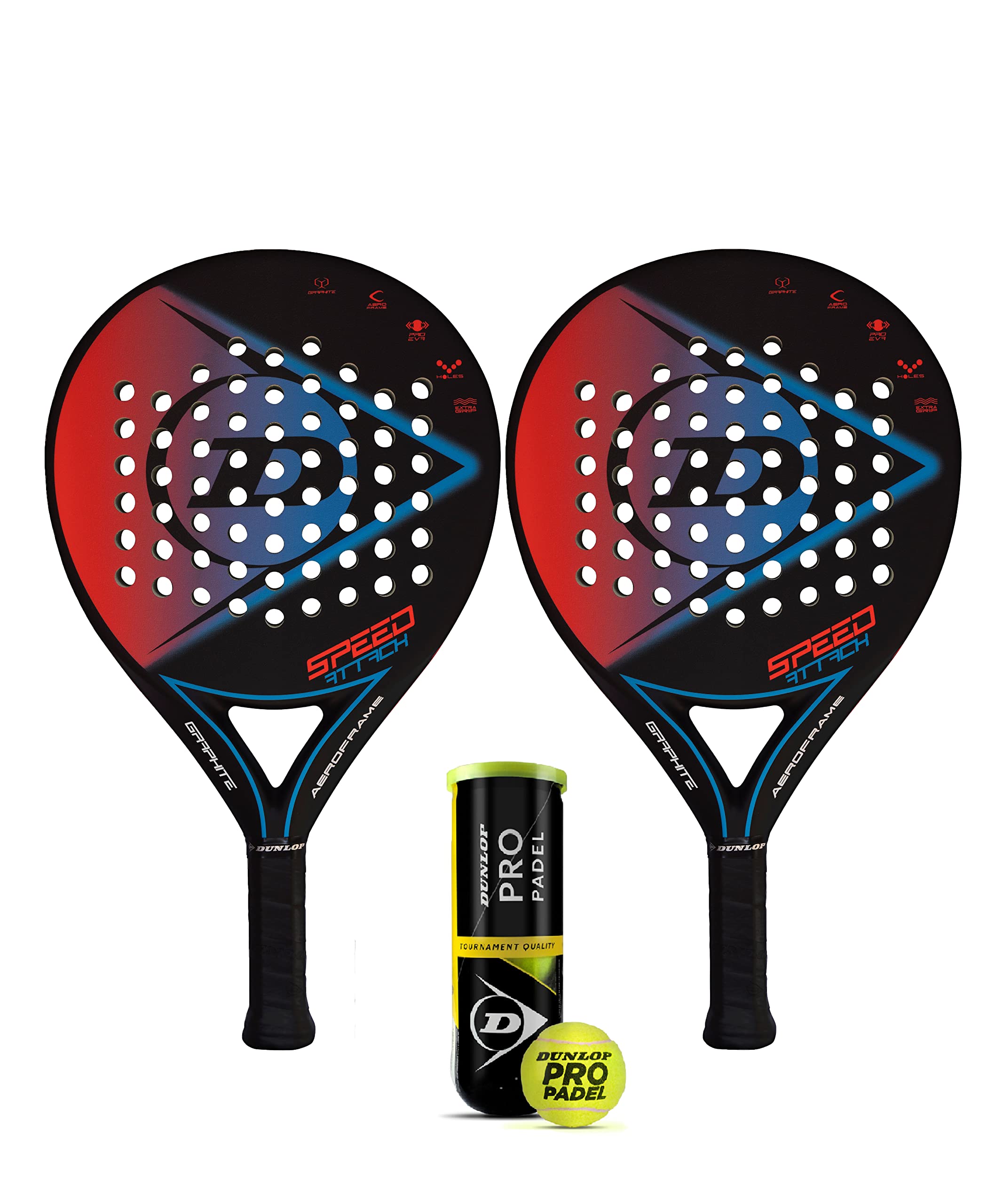 Dunlop Speed Attack Padel Racket Twin Set - Includes 2 x Padel Rackets ...