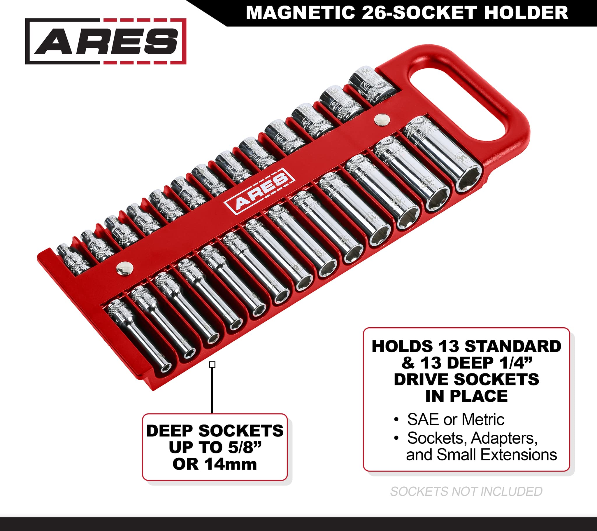 Snapklik.com : 60161-3-Piece Red Magnetic Socket Holder Set - 1/4-Inch ...