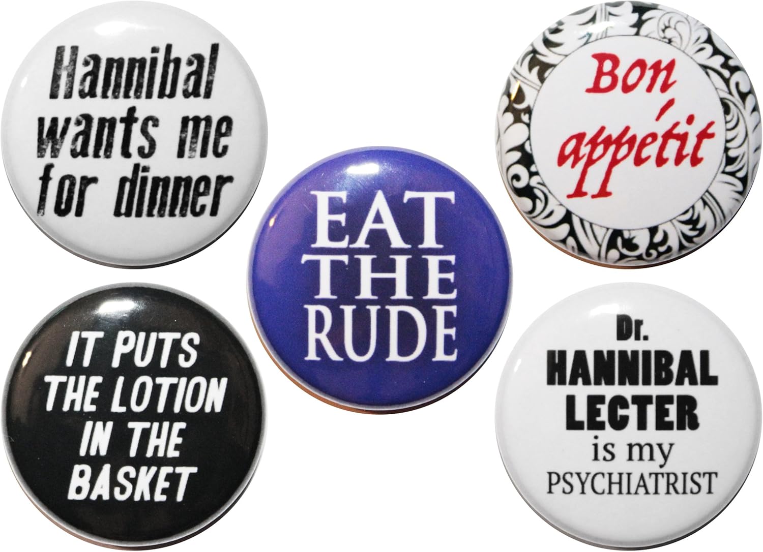Set of 5 'Hannibal Lecter' TV Show & Movie Button Badges (25mm) - MADE ...