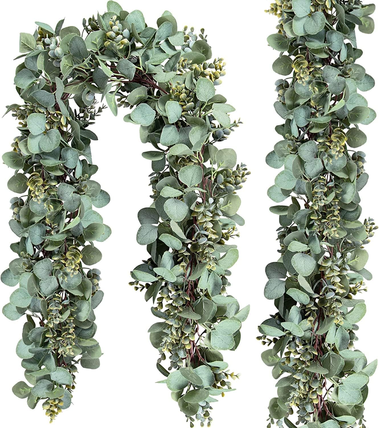 Amazon.com: Ouddy Decor 2 Pack Eucalyptus Garland Total 13.1 Ft Lush Silver Dollar Leaves ...