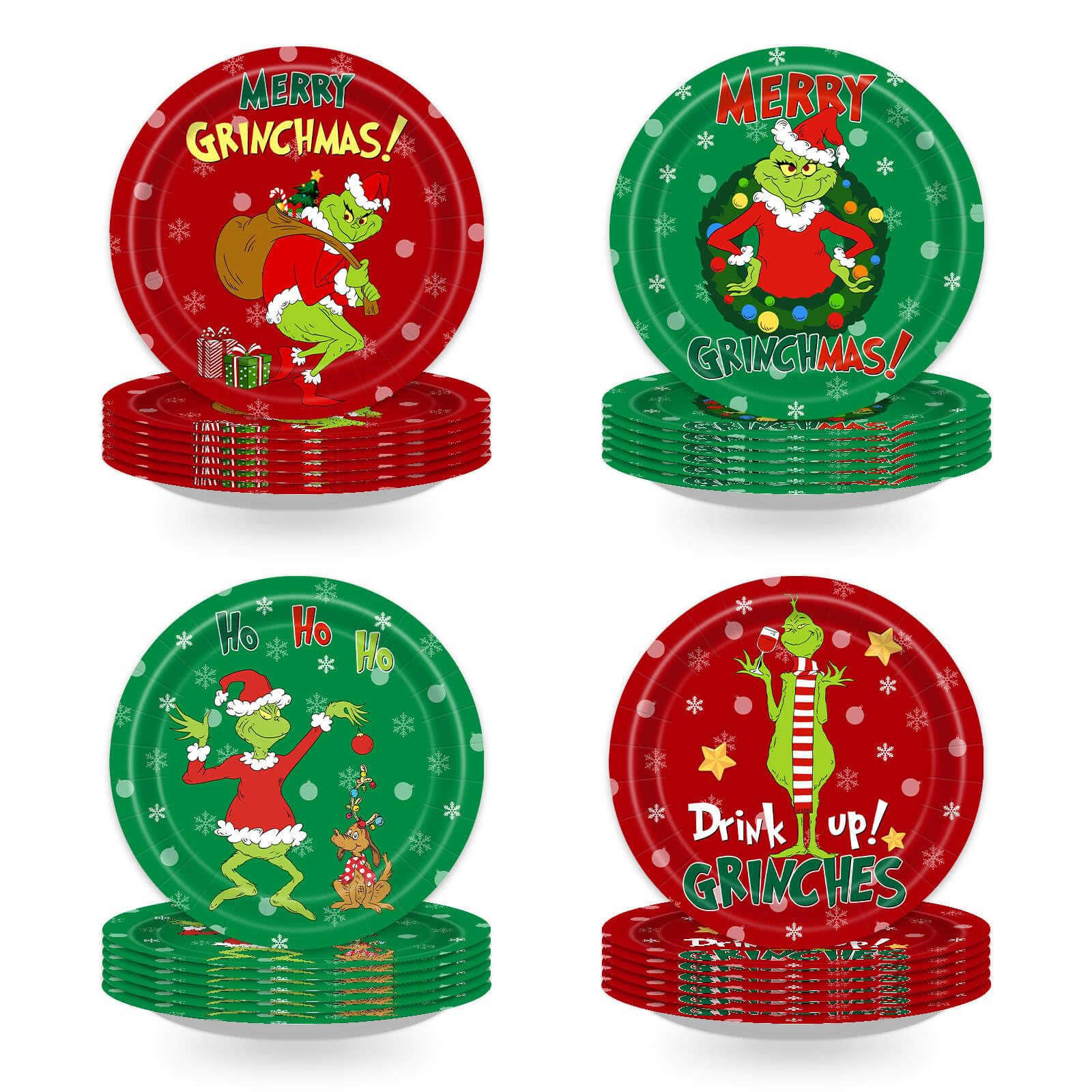 Amazon.com: Aysimple 48 PCS Merry Grinchmas Party Plates 9 Inches Funny ...