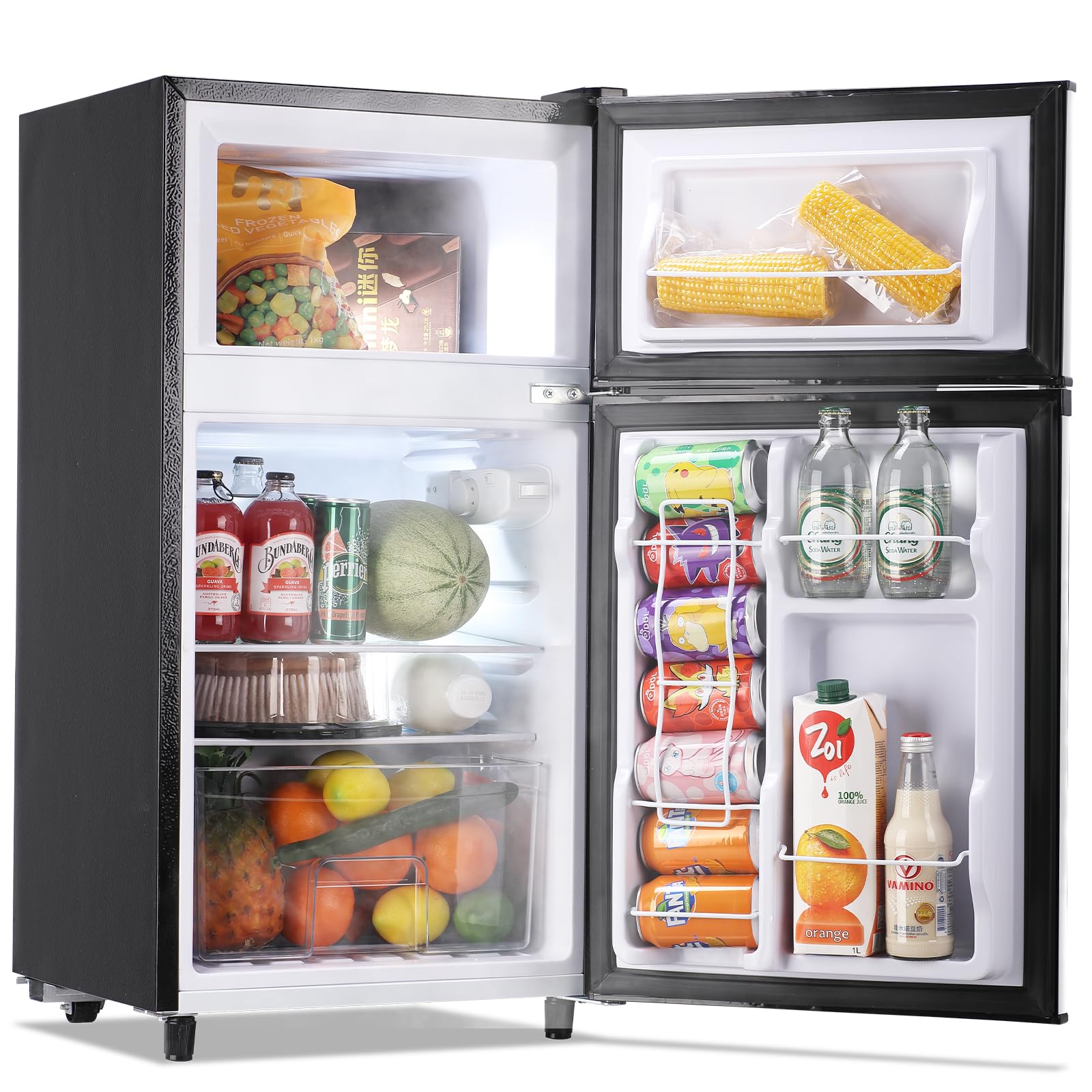 Amazon.com: WANAI Mini Fridge with Freezer Two Doors Compact ...