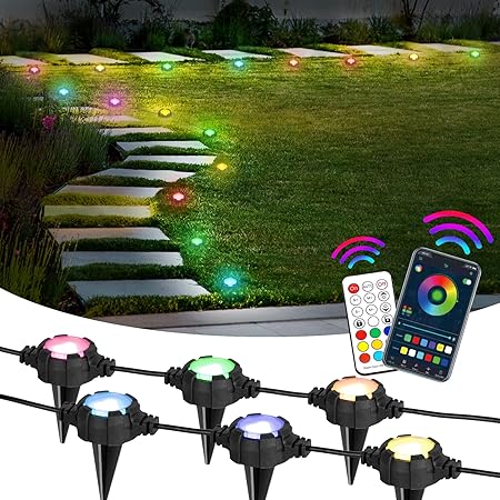 Amazon.com: RGB Lights Yard Lights Outdoor Ground Lights,42FT 16LEDs 8W ...