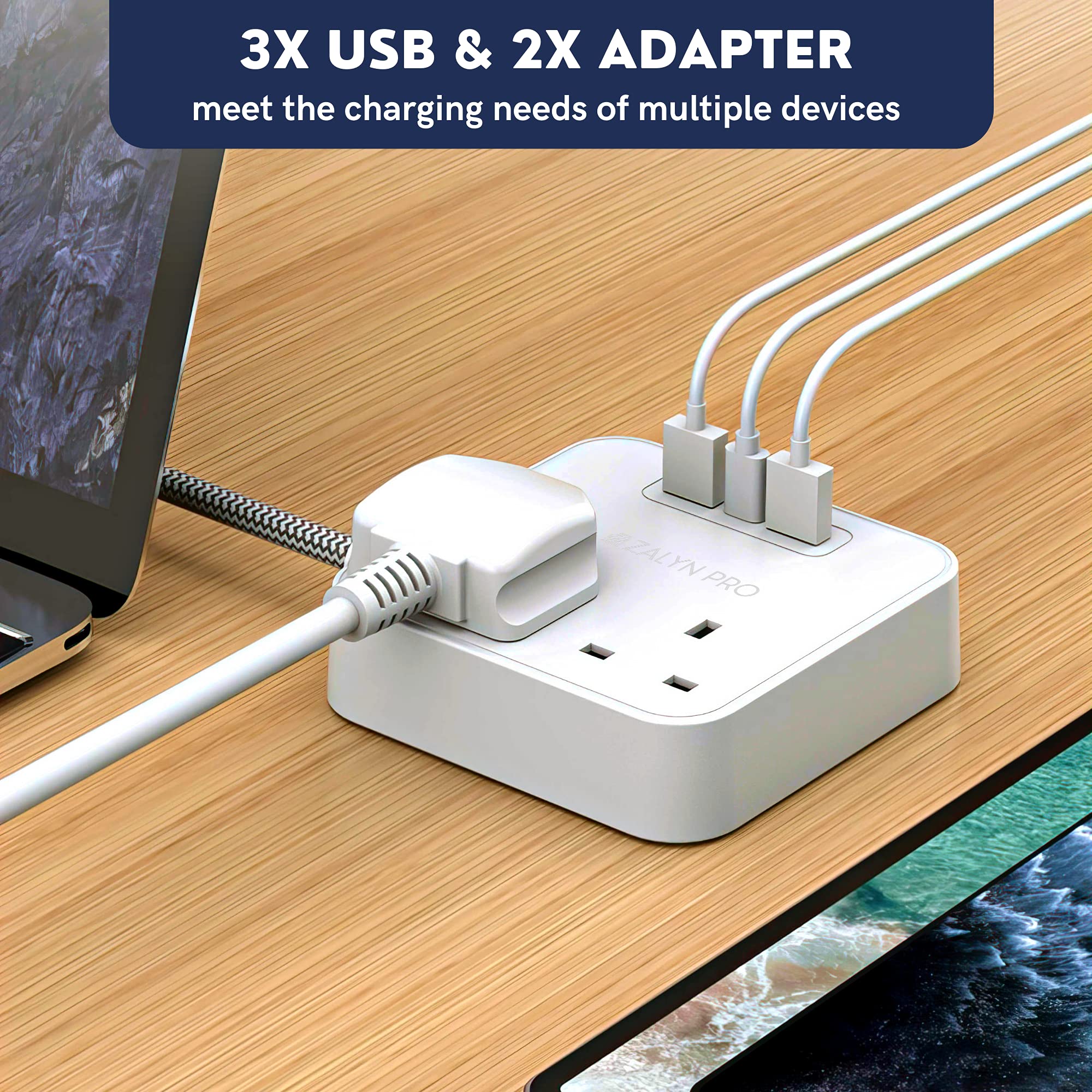 Smart Plug Cable Extension 1.8m Cord with 4 Slot Cable Organizer ...