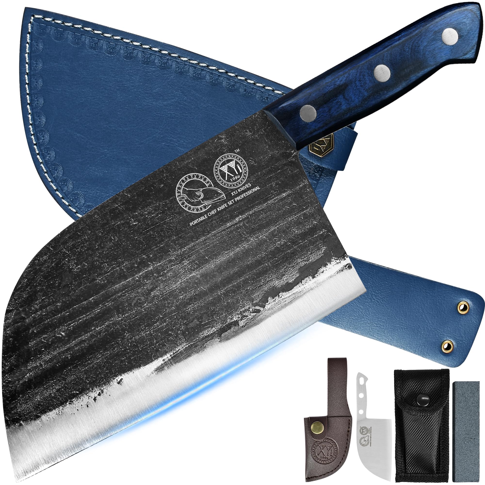 Snapklik.com : XYJ Authentic Since 1986,Ancient Forged Butcher Knives ...