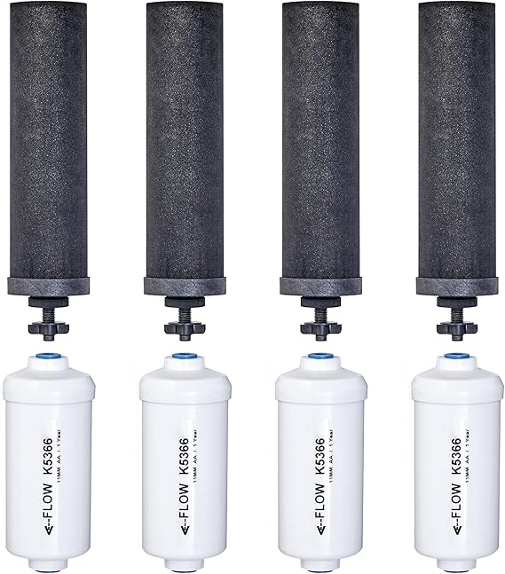 Set of 4 Berkey Authentic Black Berkey Elements (BB9-2) and 4 Berkey PF ...