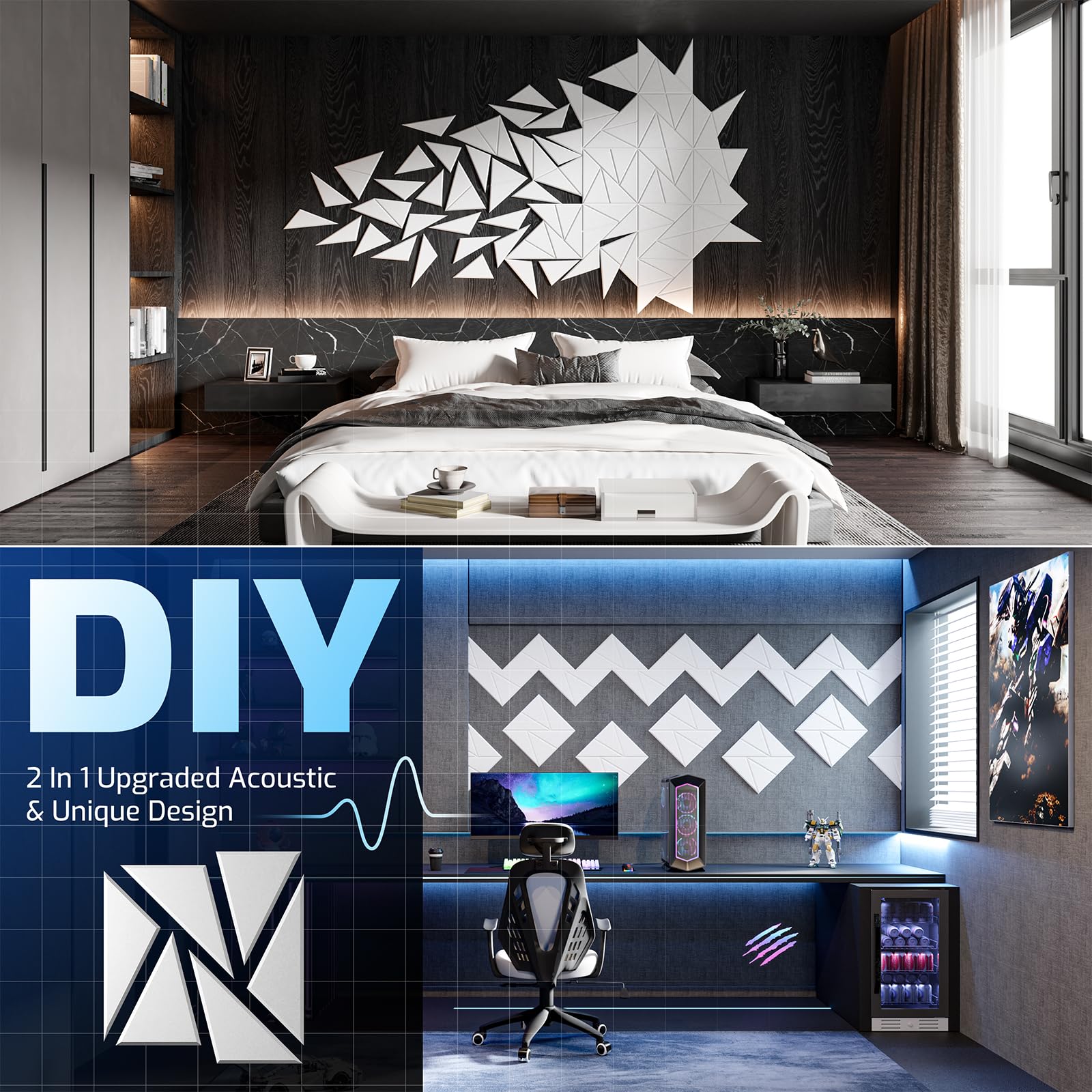 Snapklik.com : 12 Pack Sound Proof Panels For Walls, 12" X 12" X 0.4 ...