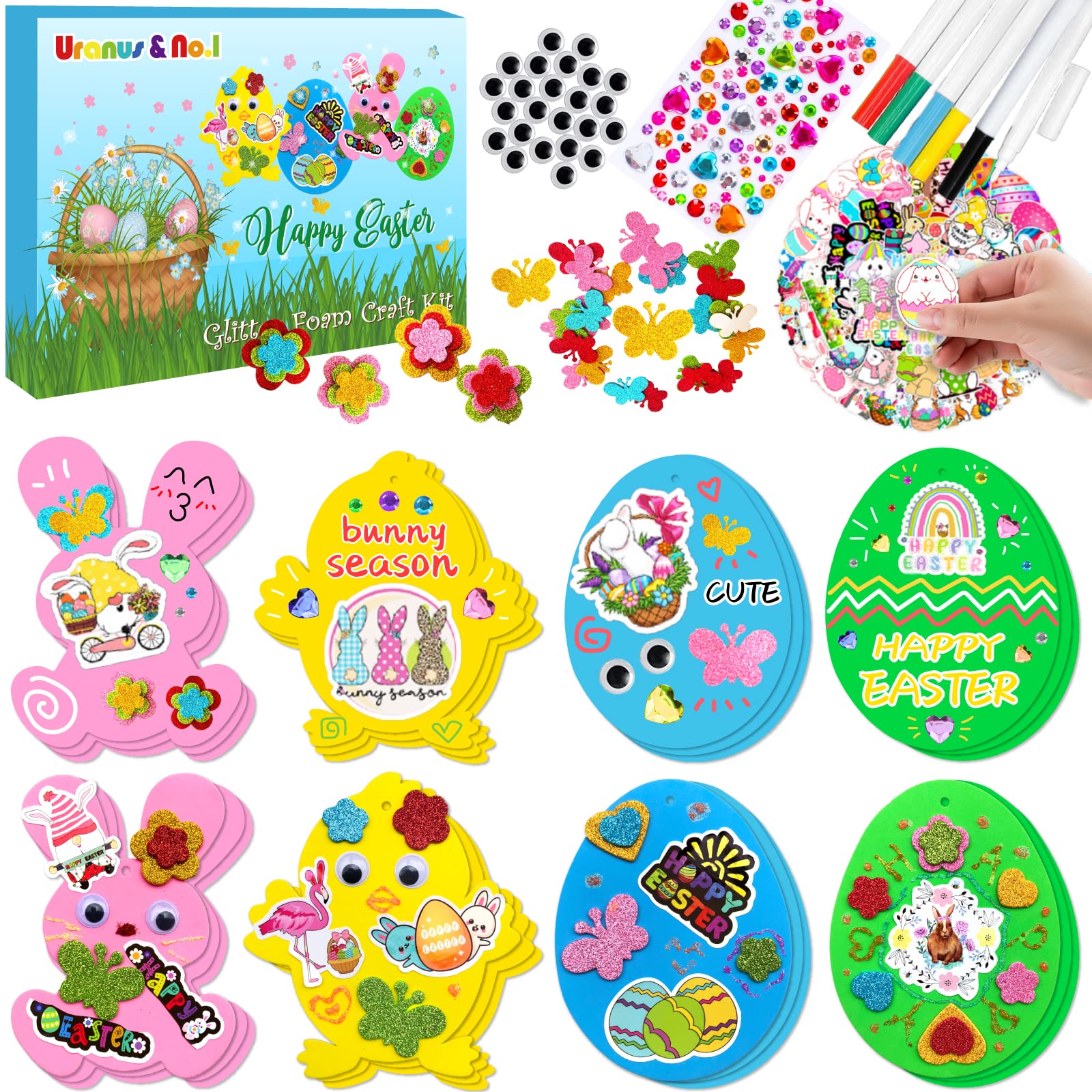 Amazon.com: 322pcs Easter Foam Stickers Set, Rabbit Chick Egg Arts and ...