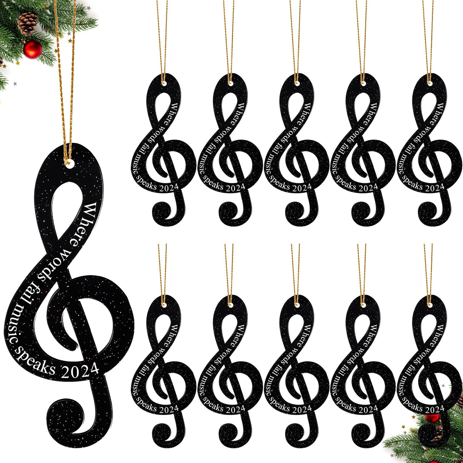 Amazon.com: Daifunli 24 Pcs Vintage Music Notes Ornament 2.36'' Musical ...