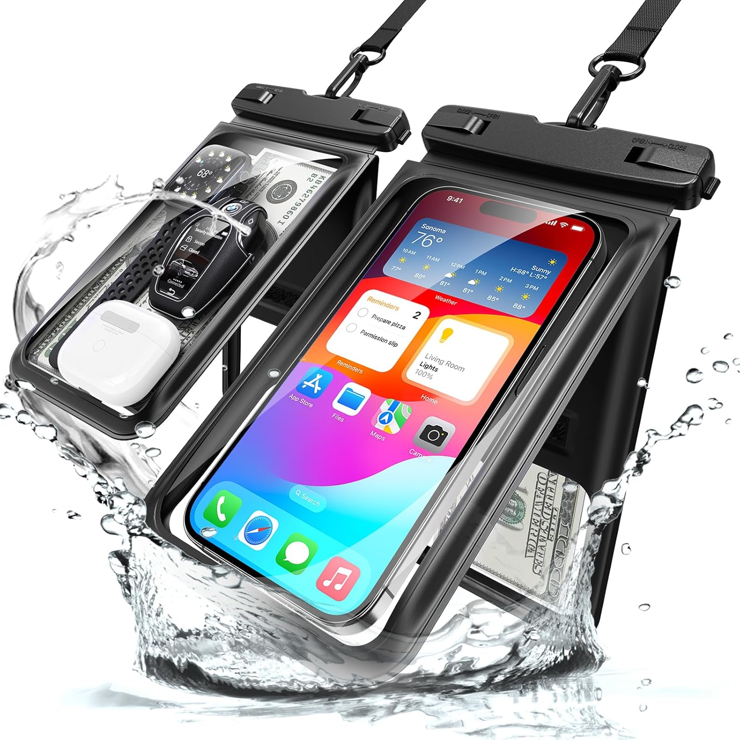 Amazon.com: MINSLIS Waterproof Phone Pouch (2-Pack), BG02 IPX8 Double ...