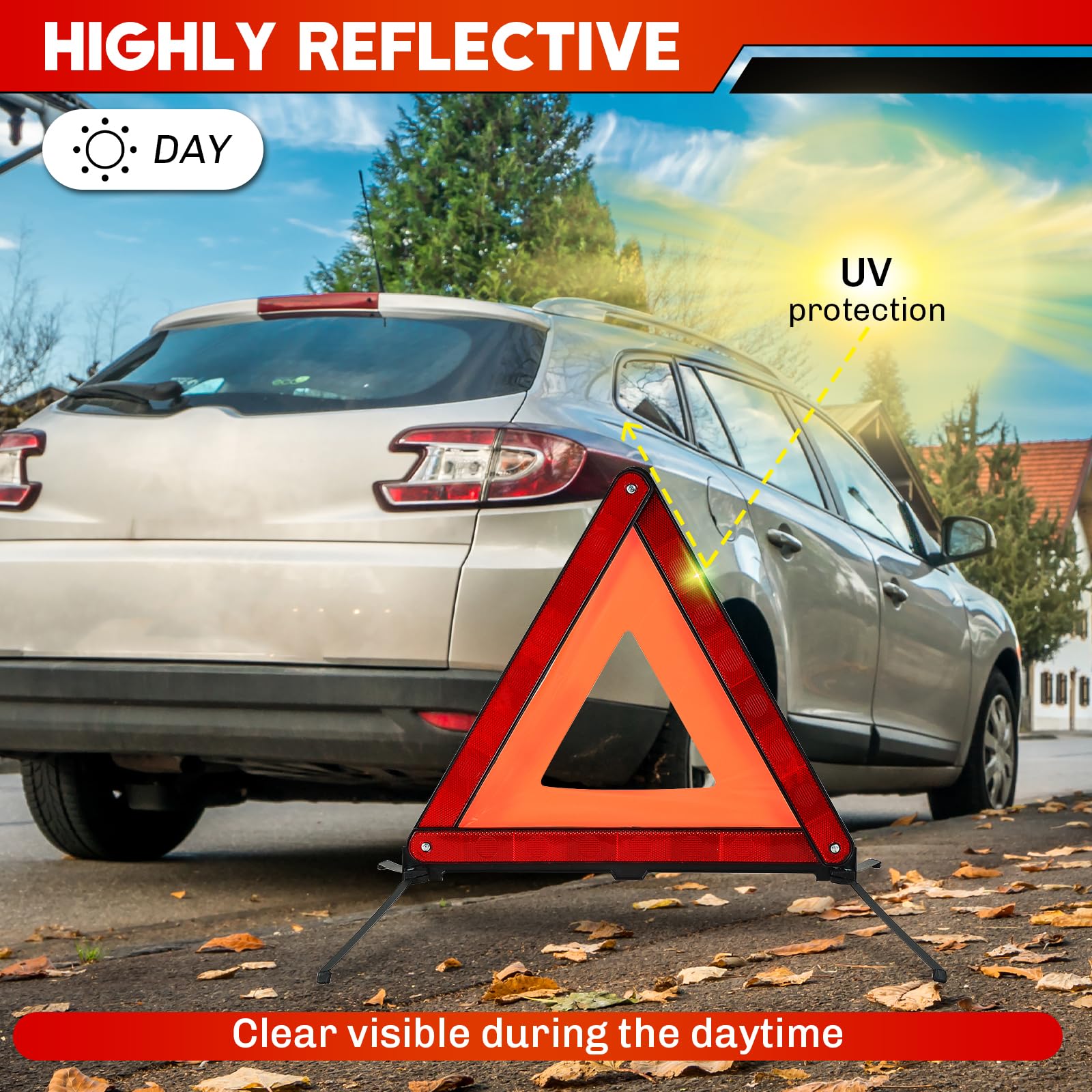 Snapklik.com : Weyleity Emergency Warning Triangles 3 Pack Road ...