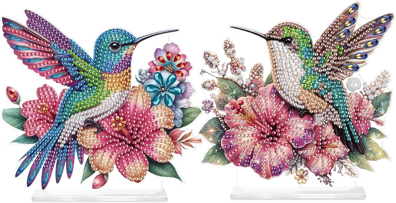 Amazon.com: antor 2 Pcs Hummingbird Diamond Painting Desktop Ornaments ...