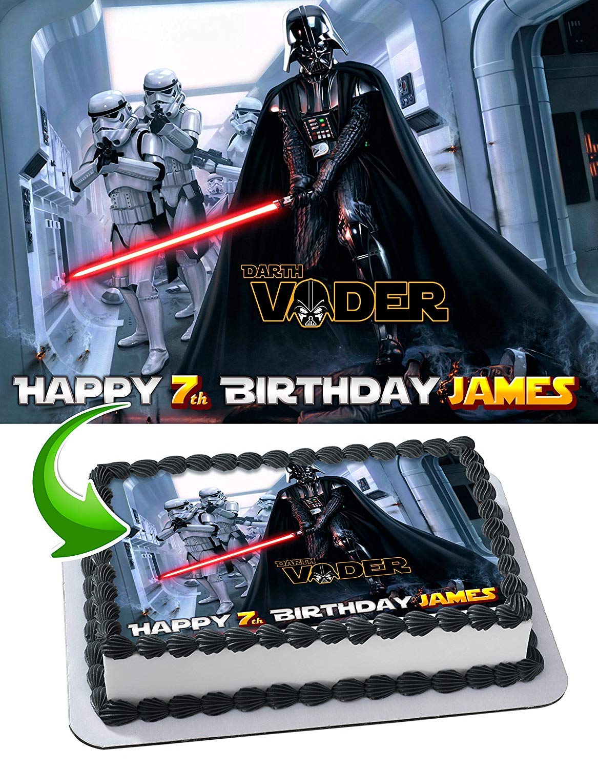 Buy Darth Vader Edible Image Cake Topper Party Personalized 1/4 Sheet ...