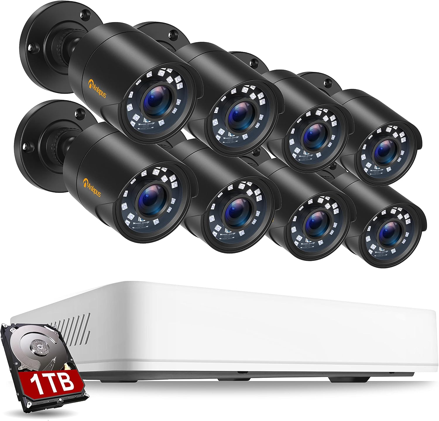 Amazon.com: Anlapus 8CH 1080p Home Security Camera System Outdoor, 8 ...