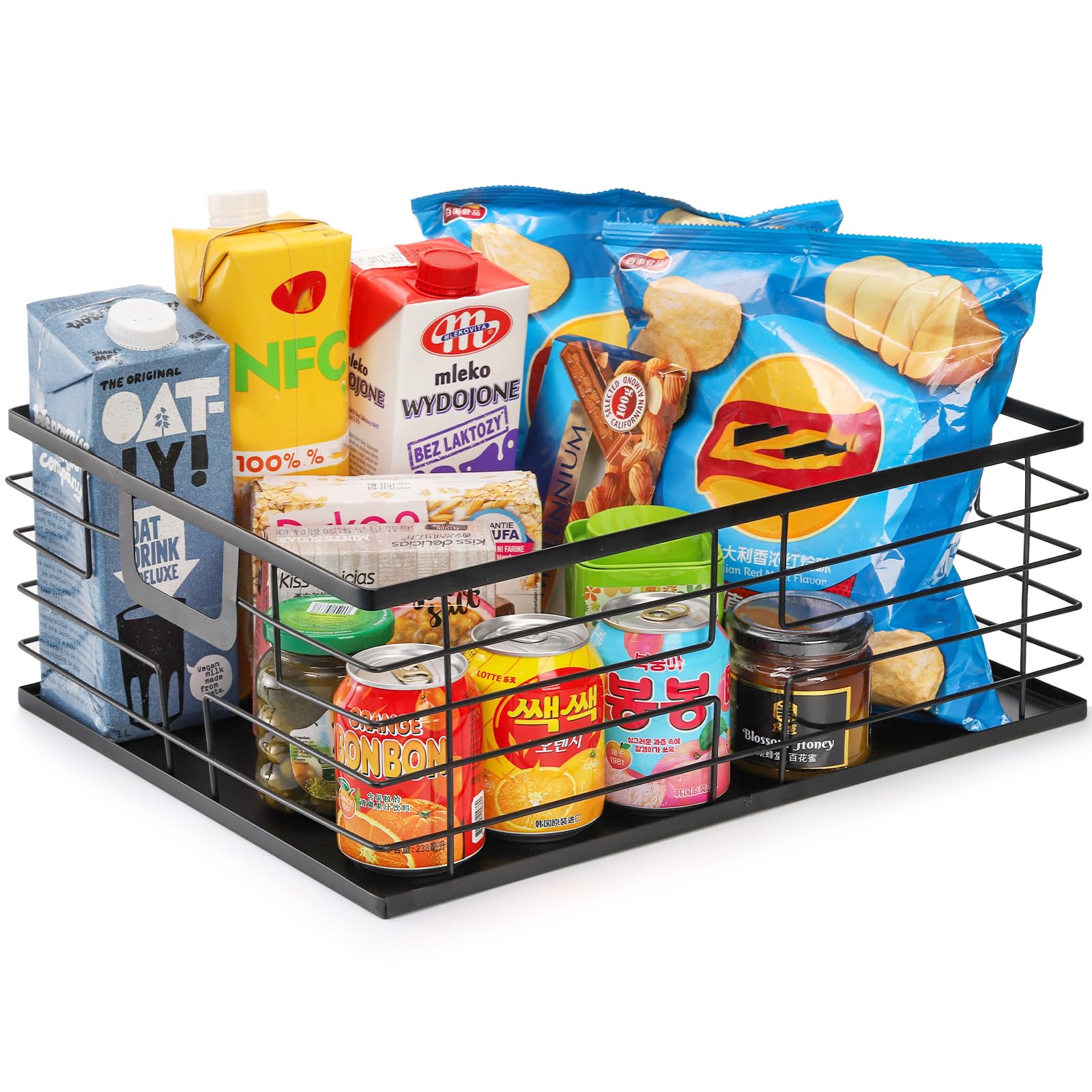 Amazon.com: TOPZEA Black Metal Food Storage Basket for Pantry ...