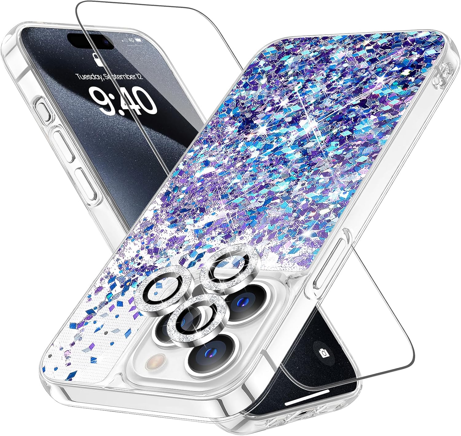 Amazon.com: Caka [3-in-1 Glitter Case for iPhone 15 Pro for Women Girls ...
