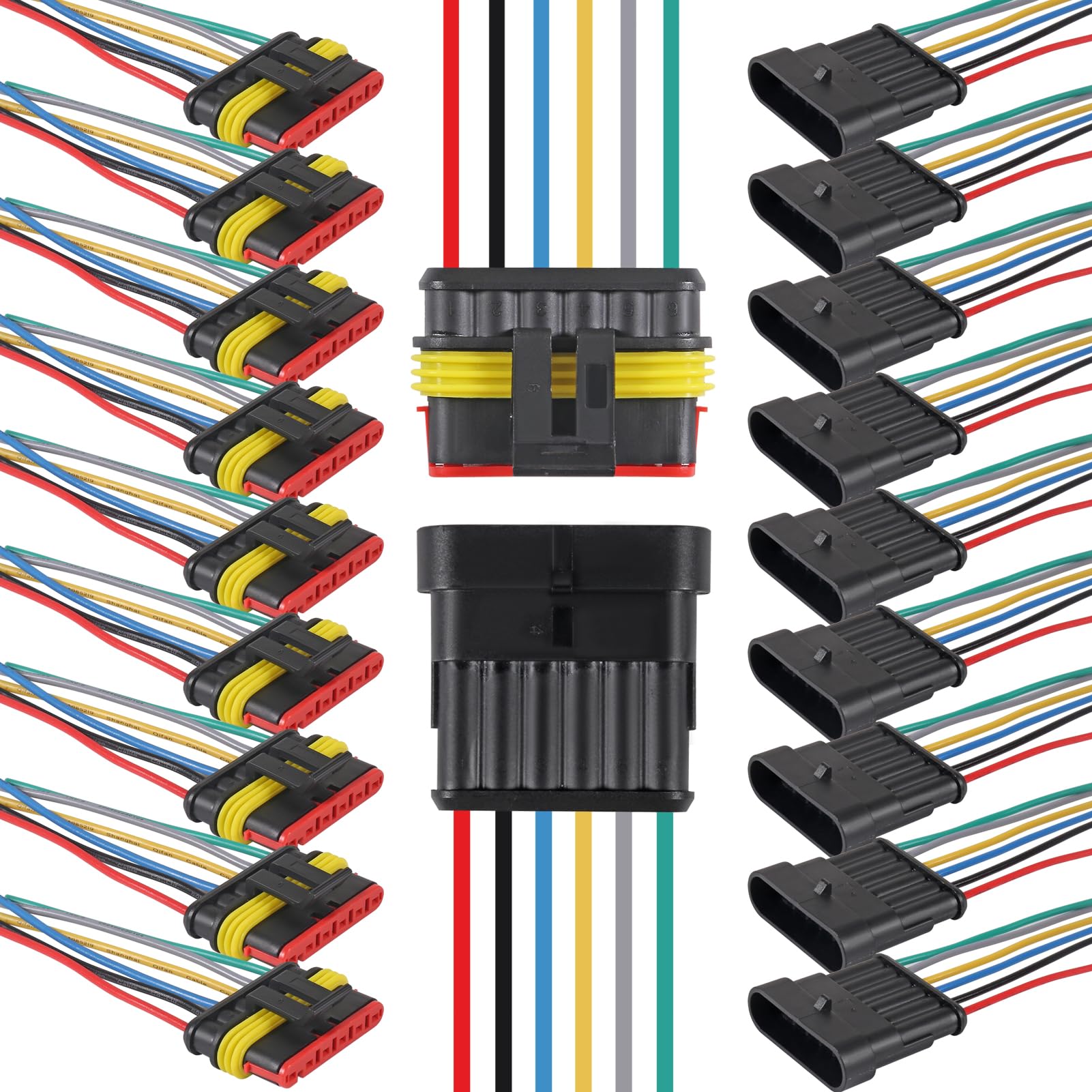Snapklik.com : 10PCS 6 Pin Wire Connector 16 AWG Waterproof Automotive ...