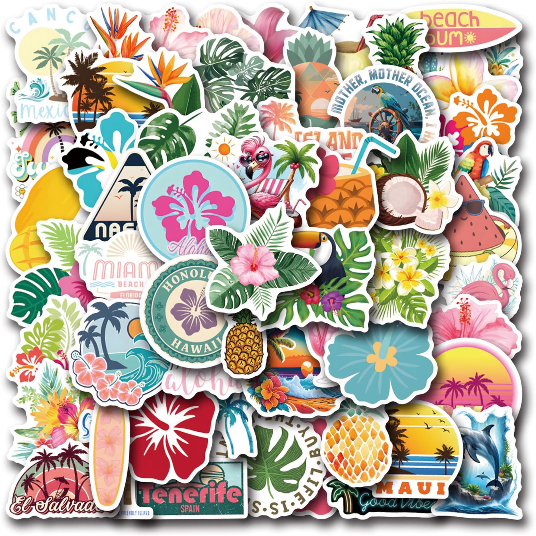 Amazon.com: 100 Pack Pool Beach Stickers, Summer Party Favors, Birthday ...