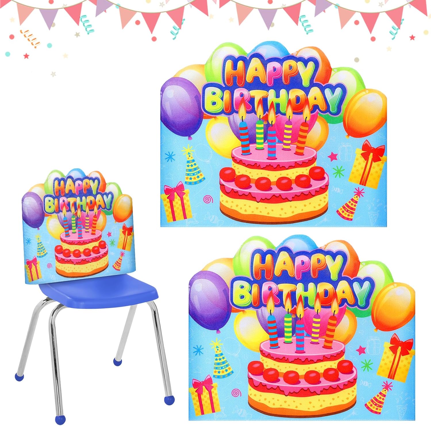 Amazon.com: ANPHSIN Balloon-Shaped Birthday Chair Cover for Classroom ...