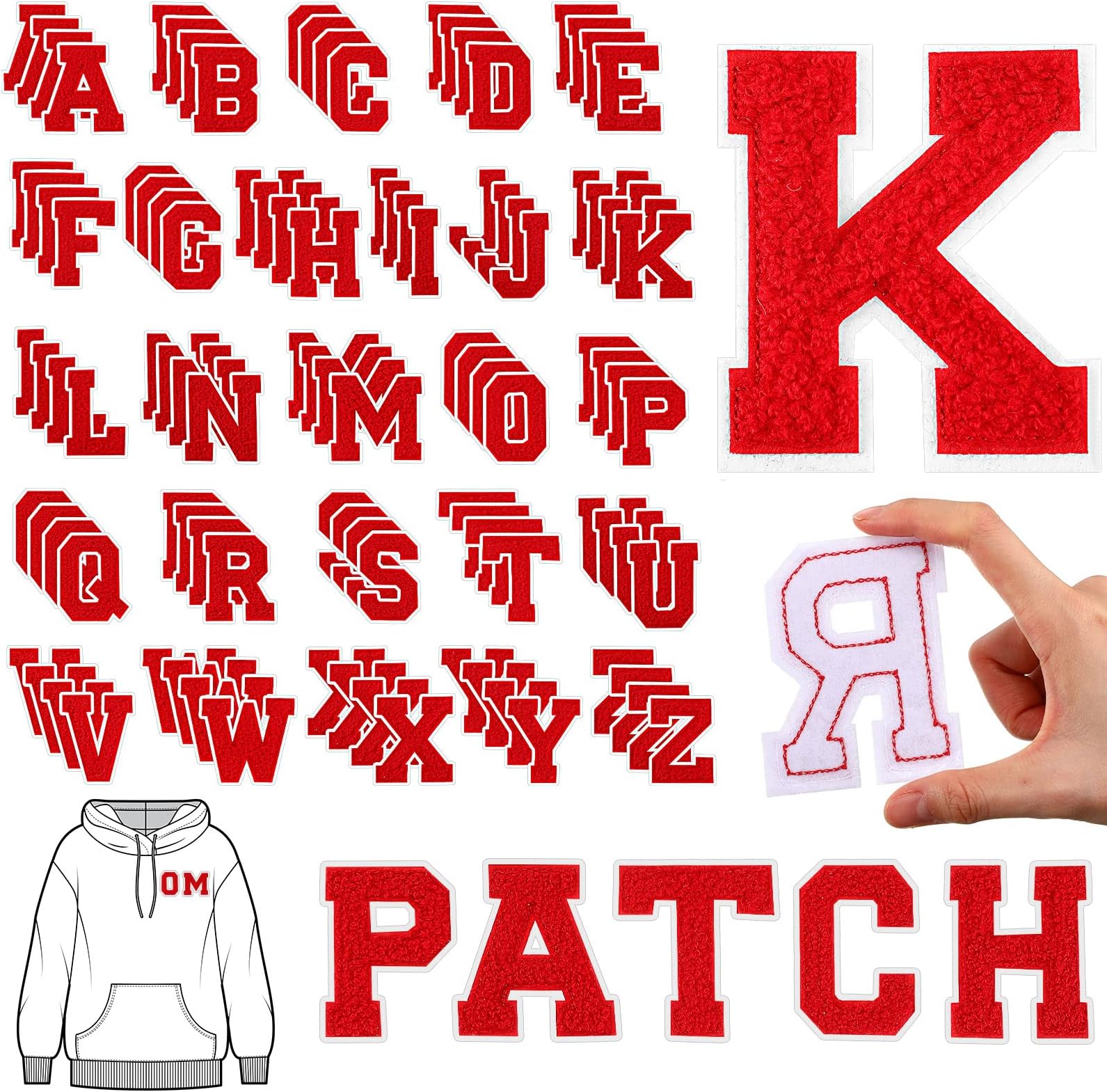 Amazon.com: Iron on Letter Patches 52 Pieces,bfuee Red Letter Patches ...