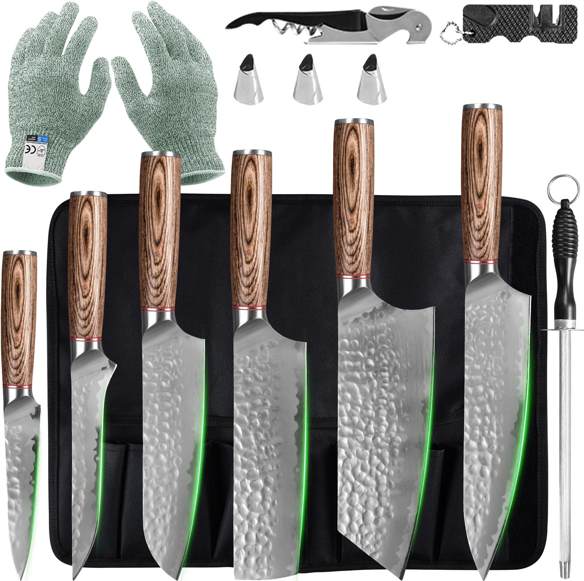 Amazon.com: FULLHI 14pcs Knife Set & Magnetic Knife Block Holder ...